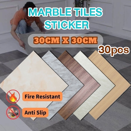 30PCS Marble Floor Stickers 30x30cm Peel & Stick Bedroom VinylTiles ...