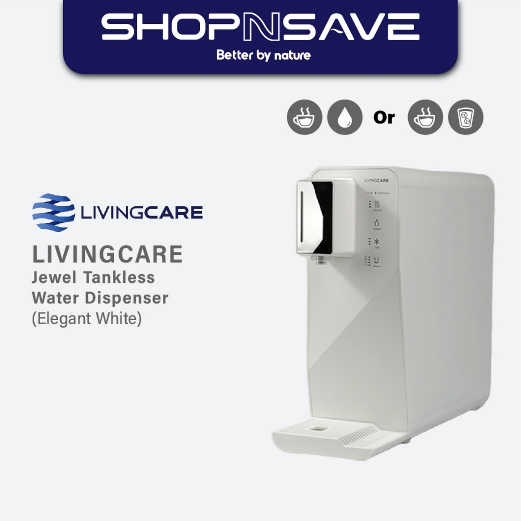 SHOPNSAVE Livingcare Jewel Tankless Water Dispenser, Elegant White, Hot ...