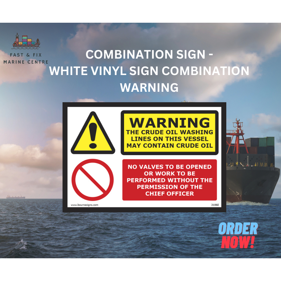 STICKER COMBINATION SIGN - WHITE VINYL SIGN COMBINATION WARNING (200MM ...