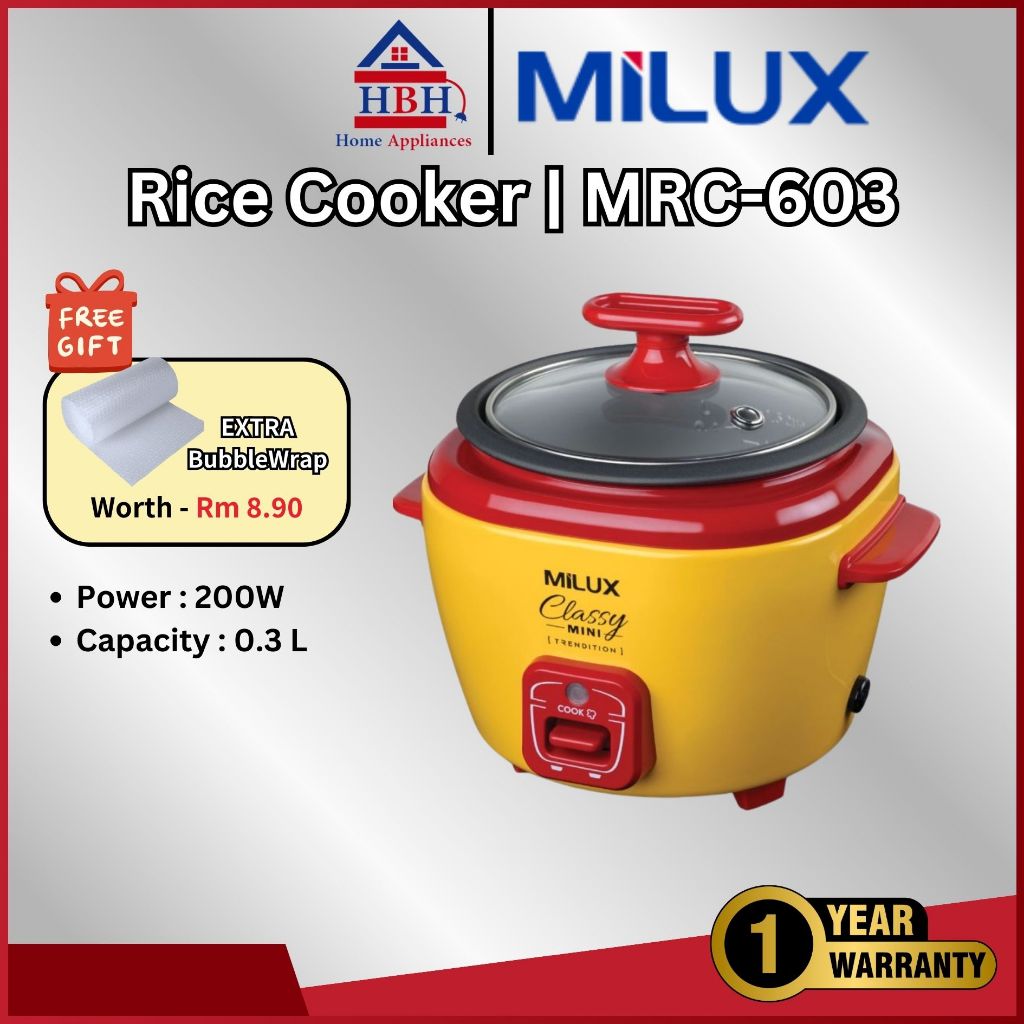 (FreeBubbleWrap) Milux - | MRC-603 Mini rice cooker - Non-Stick Inner ...