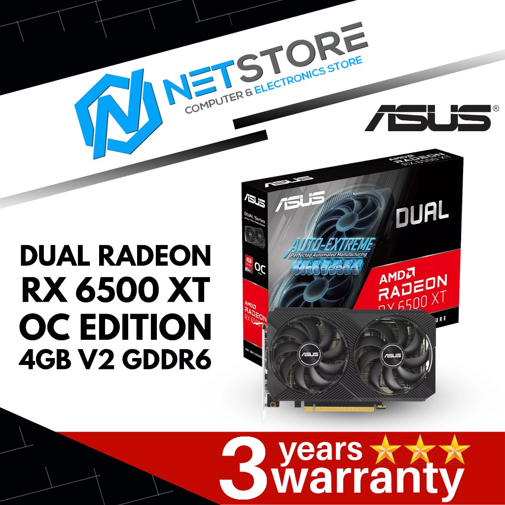 ASUS DUAL RADEON RX 6500 XT OC EDITION 4GB V2 GDDR6 - 90YV0HA2-M0NA00 | Shopee Malaysia