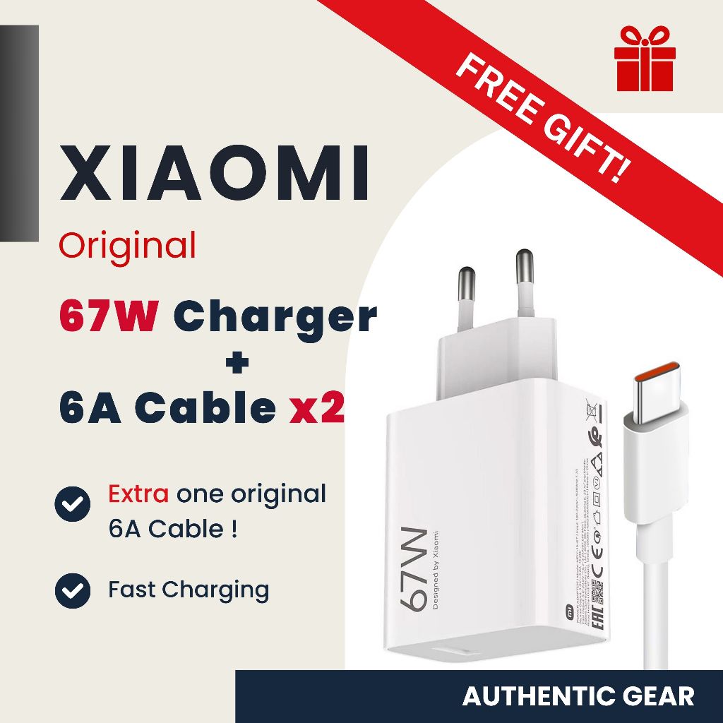 Original Xiaomi 67W Charger with 6A Cable 1M support Fast Charging ...