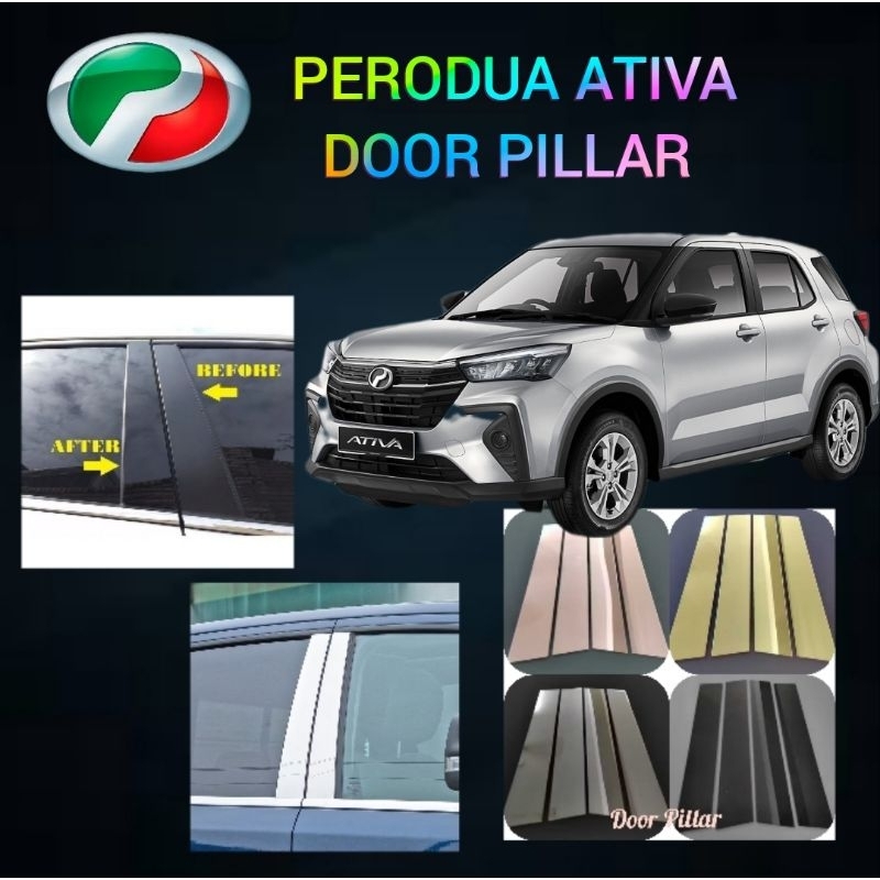 PERODUA ATIVA CAR CHROME DOOR WINDOW PILLAR (4Type of colour gold, rose ...