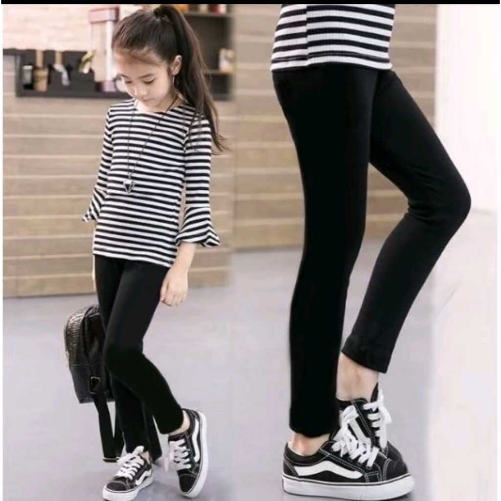2 years to 16 year seluar hitam legging premium kain stechable | Shopee ...