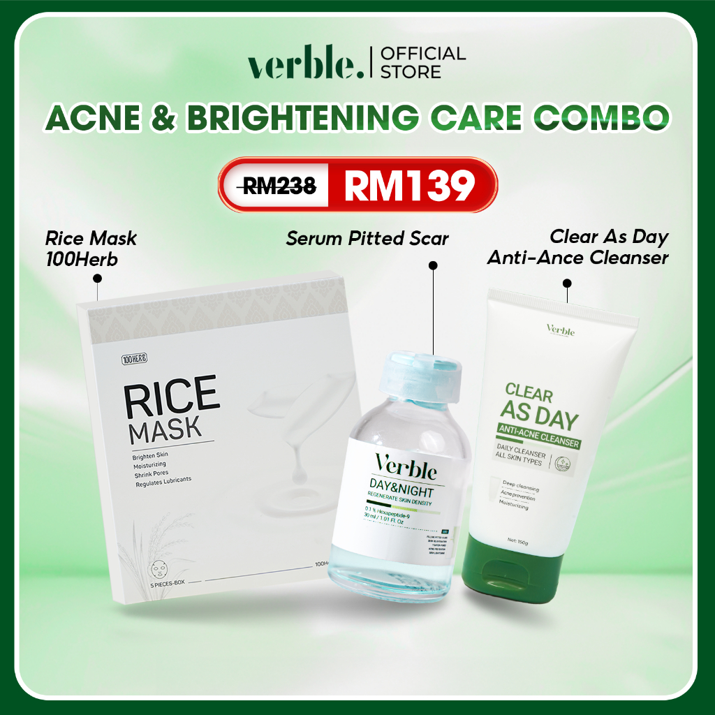 VERBLE Combo Acne & Brightening Care Comb Serum Pitted Scar + Tea Tree ...
