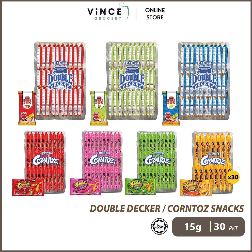 DOUBLE DECKER CORNTOZ Mini Crackers Snacks | 15G x 30 PKTS | Shopee ...