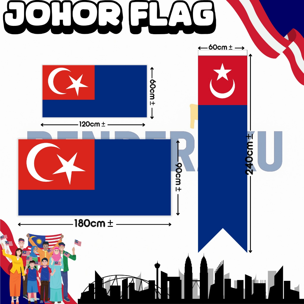 【Benderaku】Johor Flag (Nylon Polyester) 2x4/ 3x6/ 2x8/ Bunting flag Bendera Johor Darul Ta'zim ...