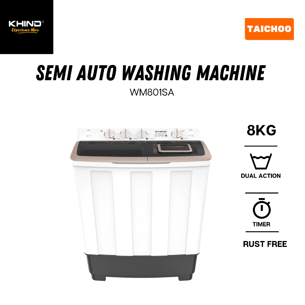 Khind Semi Auto Washing Machine (8KG & 10KG) WM801SA & WM1001SA ...