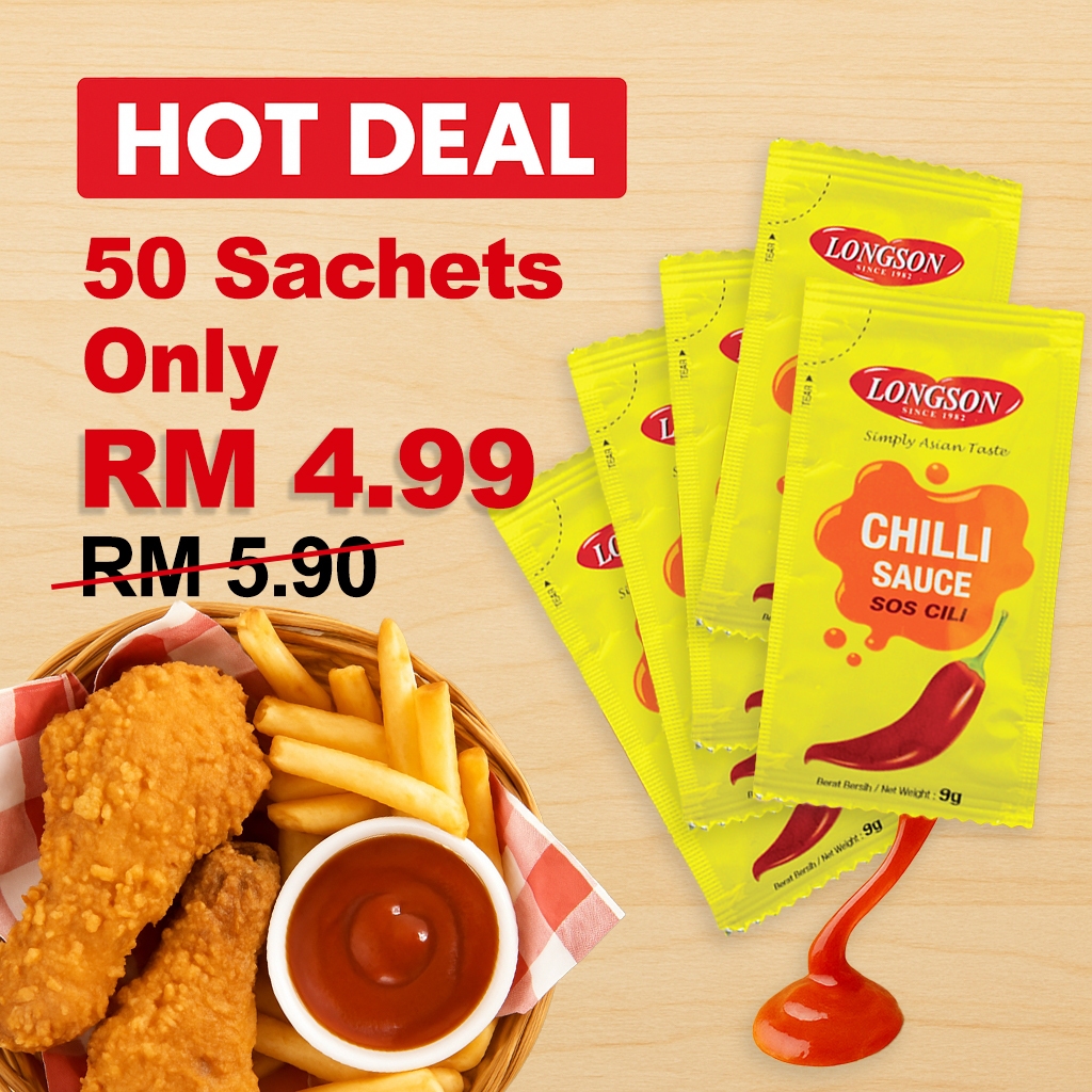 🔥HOT DEAL🔥 Longson Chili Sauce 9g 50pcs Individual Pack Hot & Sweet ...