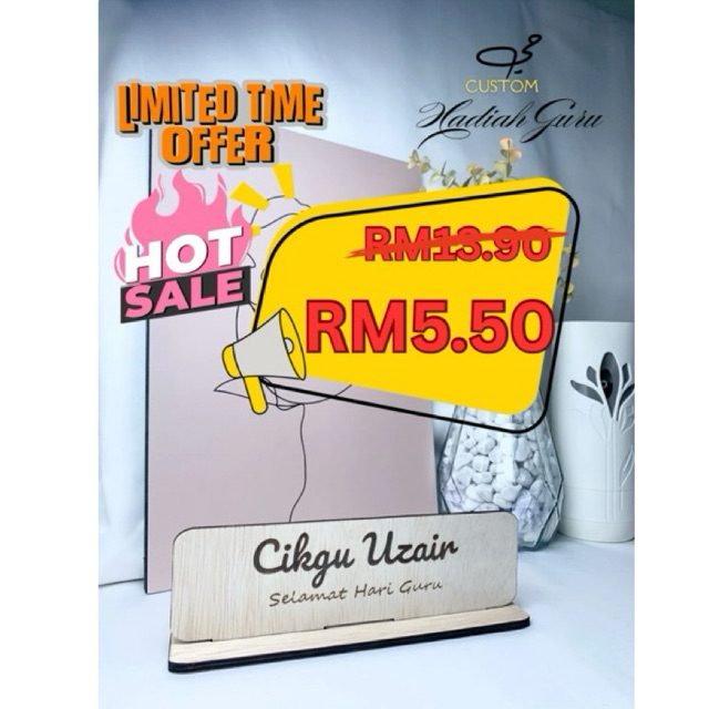 12 FONT STYLE CUSTOM UKIR NAMA HADIAH GURU TABLE STAND NAME GIFT ...