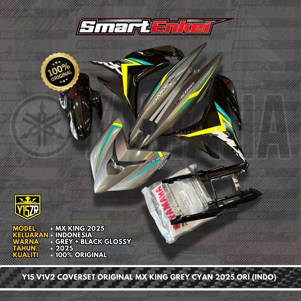 ORIGINAL-Y15 V1/V2 COVERSET ORIGINAL MX KING GREY CYAN 2025 ORI(INDO ...