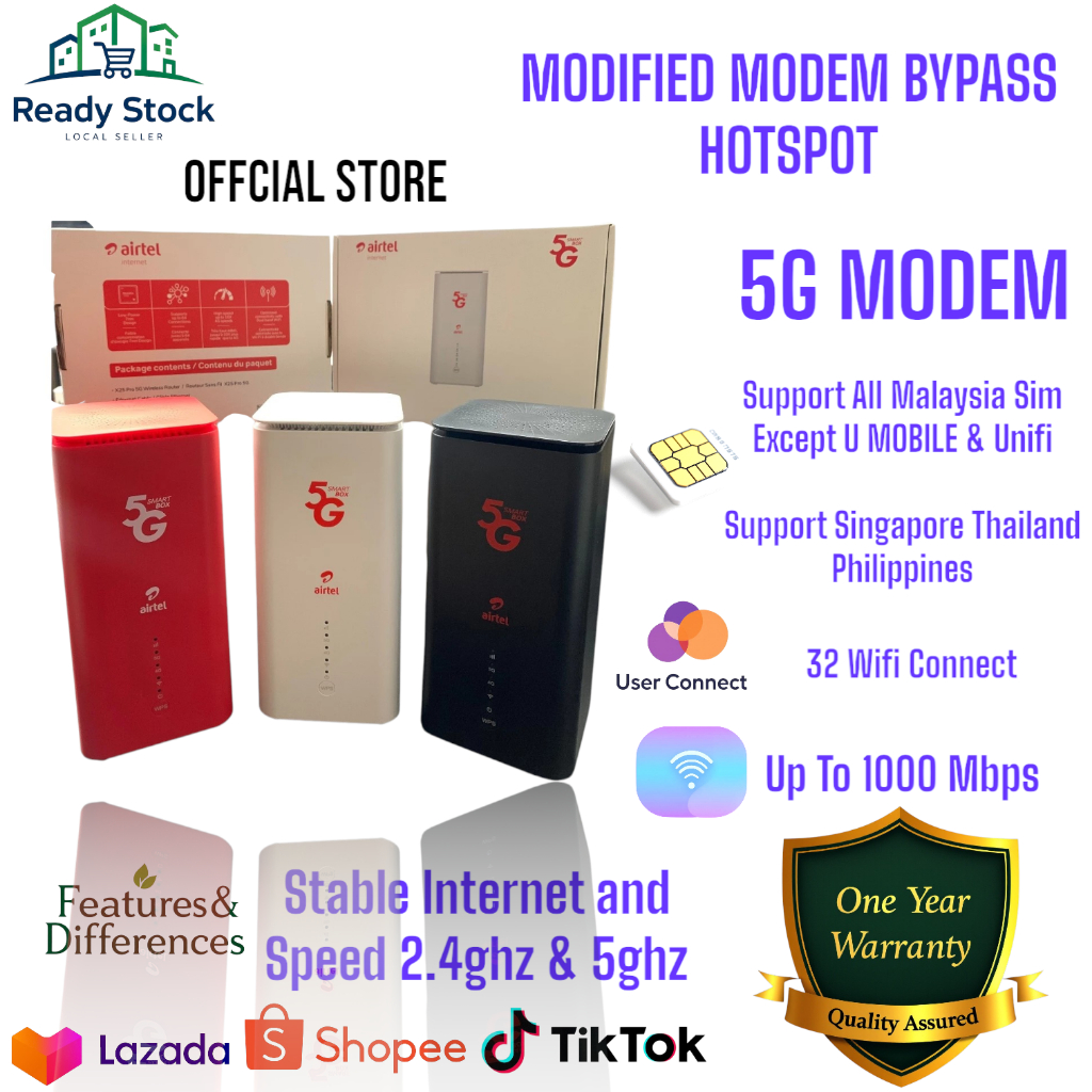 5G WiFi6 Airtel X25 Pro Portable Dual Wifi Mode 6 Modem Router Hotspot Mod LTE CPE Unlocked Wifi ...