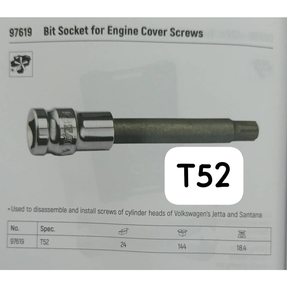 SATA 97619 BIT SOCKET FOR ENGINE COVER SCREWS SPEC. T52 | Shopee Malaysia