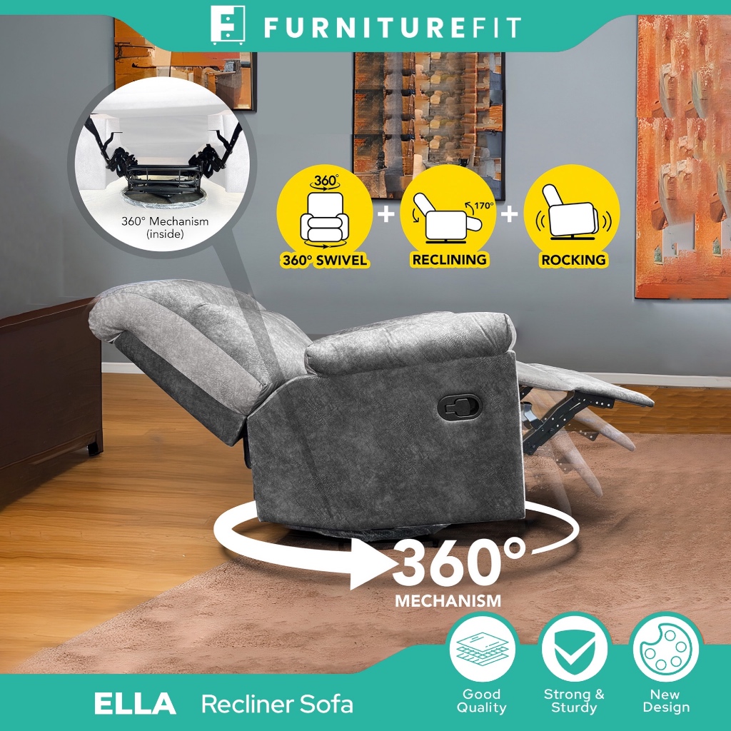 FurnitureFit 360° SPINNING 1 SEATER RECLINER SOFA / ROCKING CHAIR ...