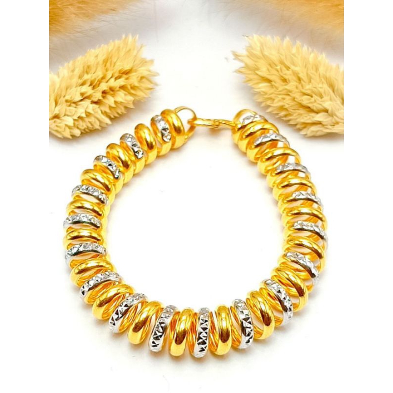 Rantai tangan getah rambut emas 916 | Shopee Malaysia