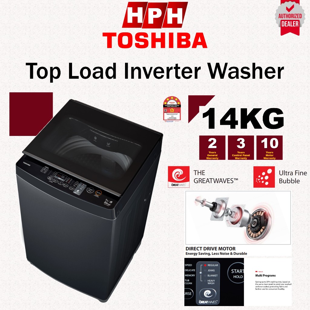 Toshiba (12KG / 13KG / 14KG) Inverter Washing Machine AW-DUM1400LM(SG ...