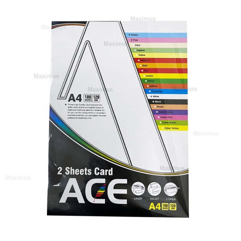 Uni Ace 2 Sheets Card Color Paper Card A4 120gsm 100 sheets | Shopee ...