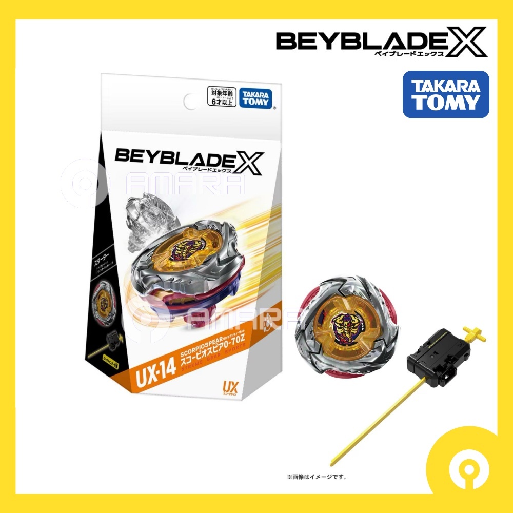 Takara Tomy BEYBLADE X UX-14 Starter Scorpio Spear 0-70Z With Launcher ...