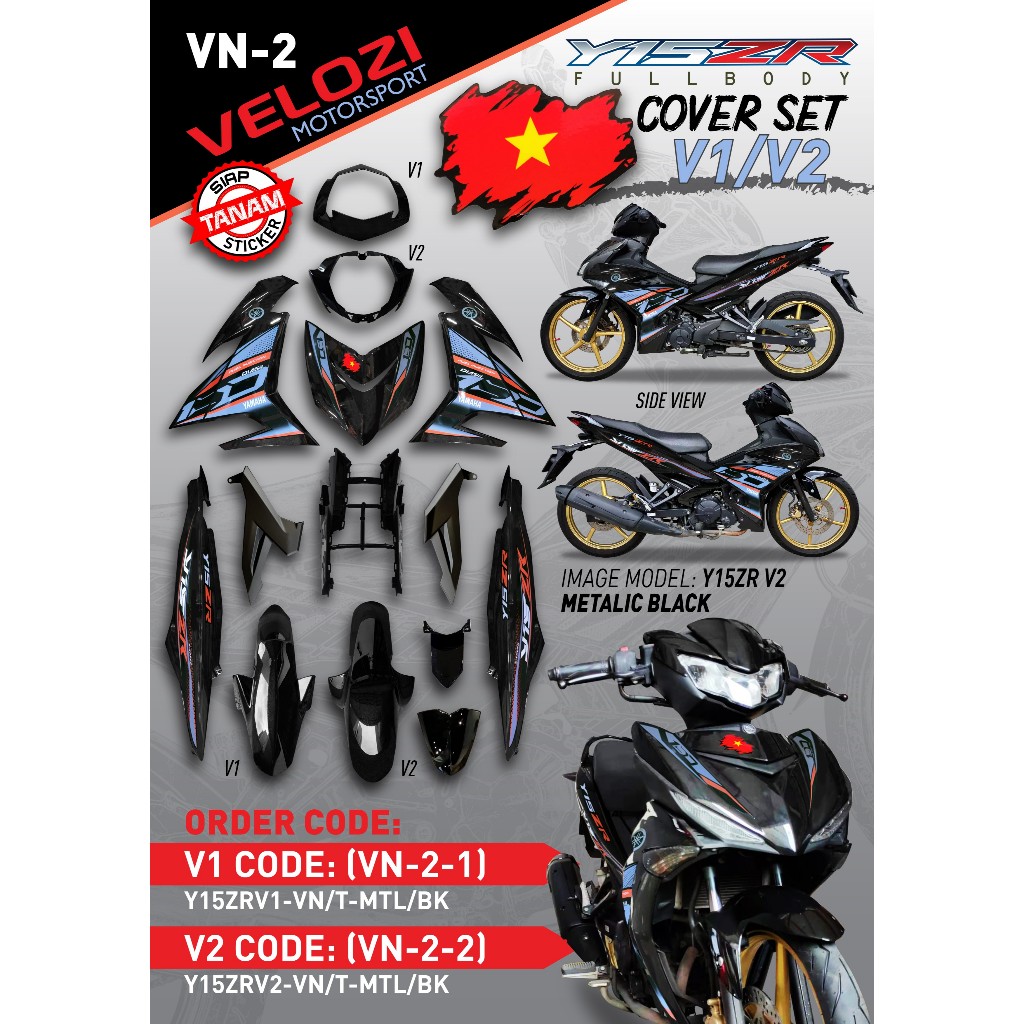 YAMAHA Y15 V1 /Y15 V2 BODY COVER SET VELOZI VIETNAM DESIGN / VR46 COVER ...