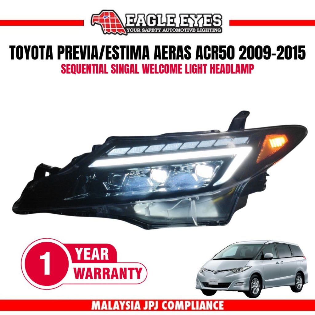TOYOTA PREVIA/ESTIMA AERAS ACR50 2009-2015 LED HI-LO BEAM SEQUENTIAL ...