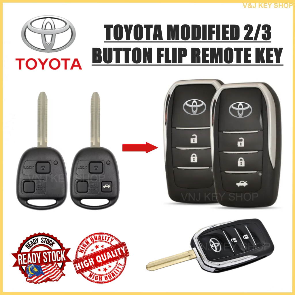 Toyota Remote Flip Key Case Casing Replacement 2/3 Button (Estima ...