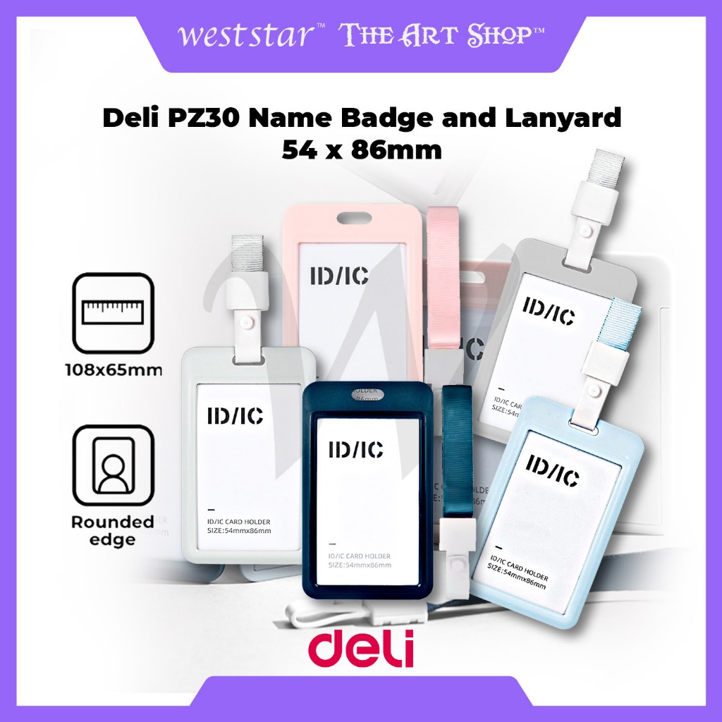 [WESTSTAR] Deli PZ30 Name Badge and Lanyard Vertical Certificate Card Name Badge | Shopee Malaysia
