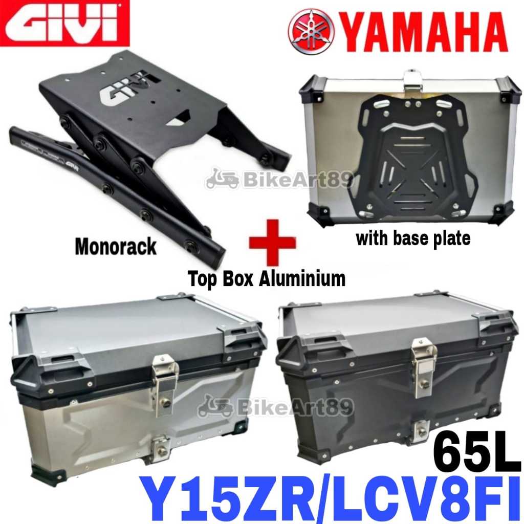 GIVI Monorack Yamaha Y15ZR LC135 V8 FI Top Box Aluminium 65L 65 Liter ...