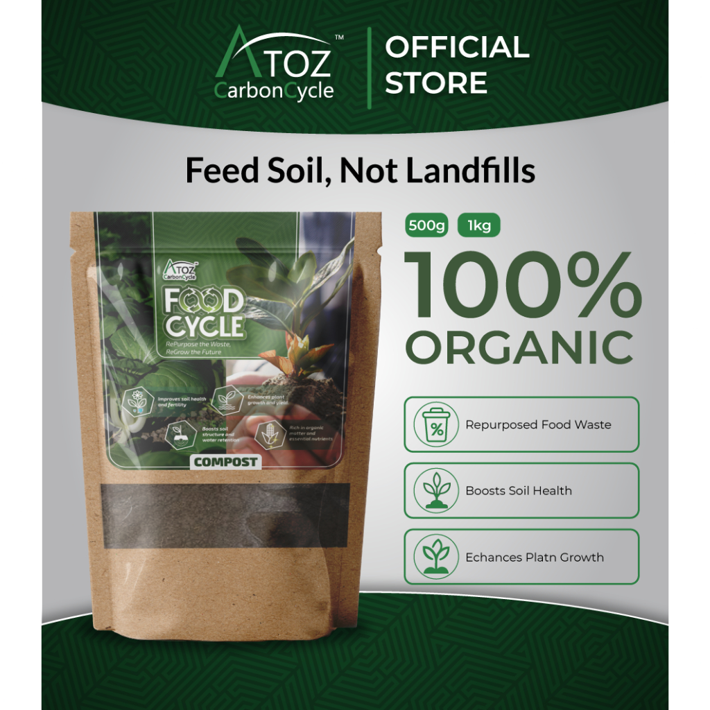 🌱 Atoz Carbon Cycle | Food Cycle Compost (1kg / 500g) | Shopee Malaysia