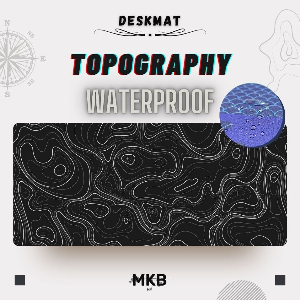 MKB Topography Waterproof Deskmat - Black / White / Laser (900mm x 400mm x 4mm) | Shopee Malaysia