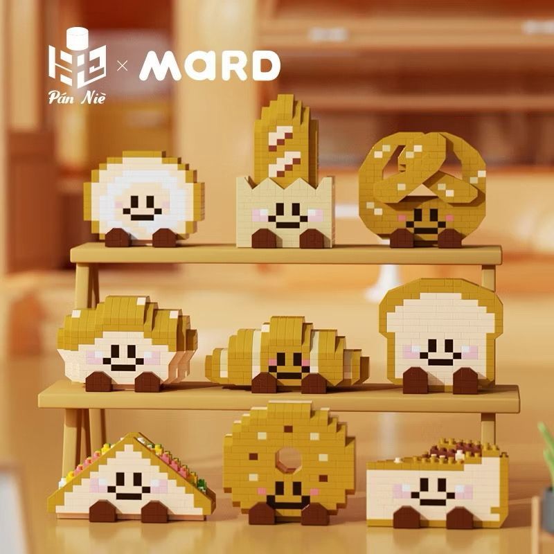 Cute Bread Building Block Toy Set Creative Bread Characters Mard ...