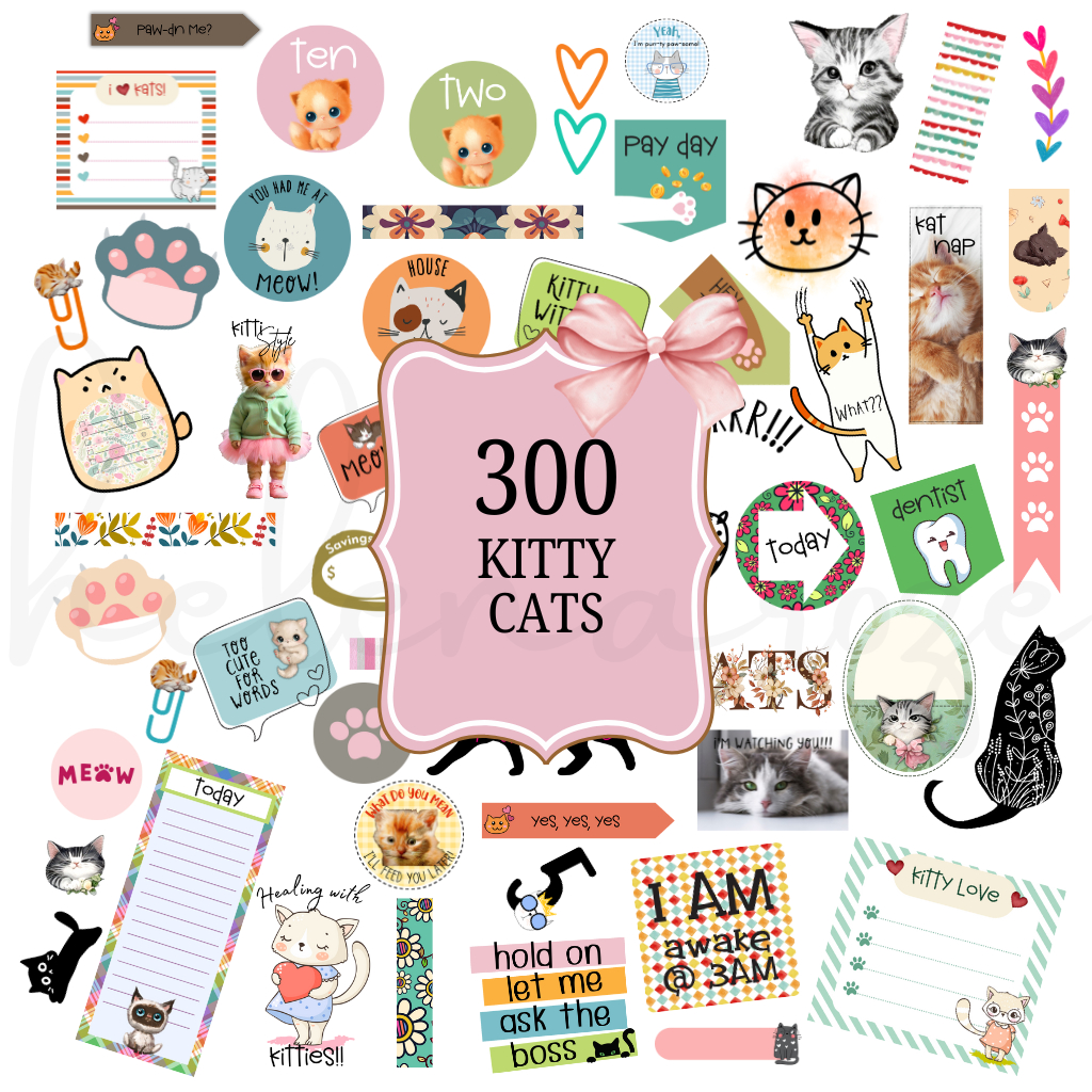 Kitty Cat Planner Stickers, Sticker Planner, Goodnotes, Digital Planner ...