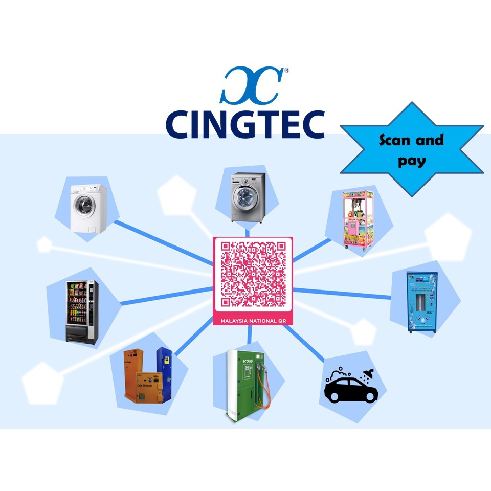 QR Pay E-Wallet Laundry Dobi Washing Machine Dryer Token Changer Claw ...