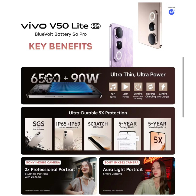(NEW UNIT) VIVO V50 LITE 5G 256GB/ 512GB ROM 💯💯ORIGINAL PRODUCT ...