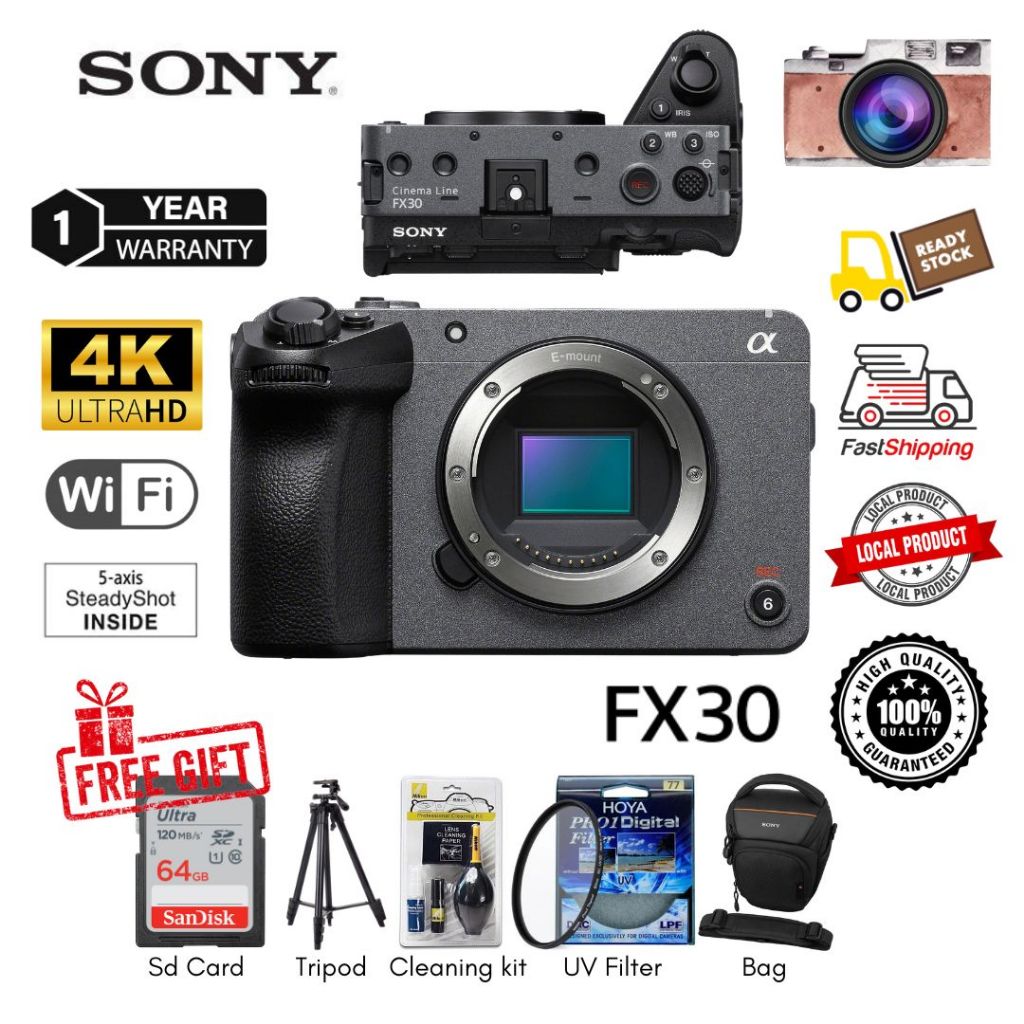 Sony FX30 Digital Cinema Camera 4K Professional camera ( 1 Year ...