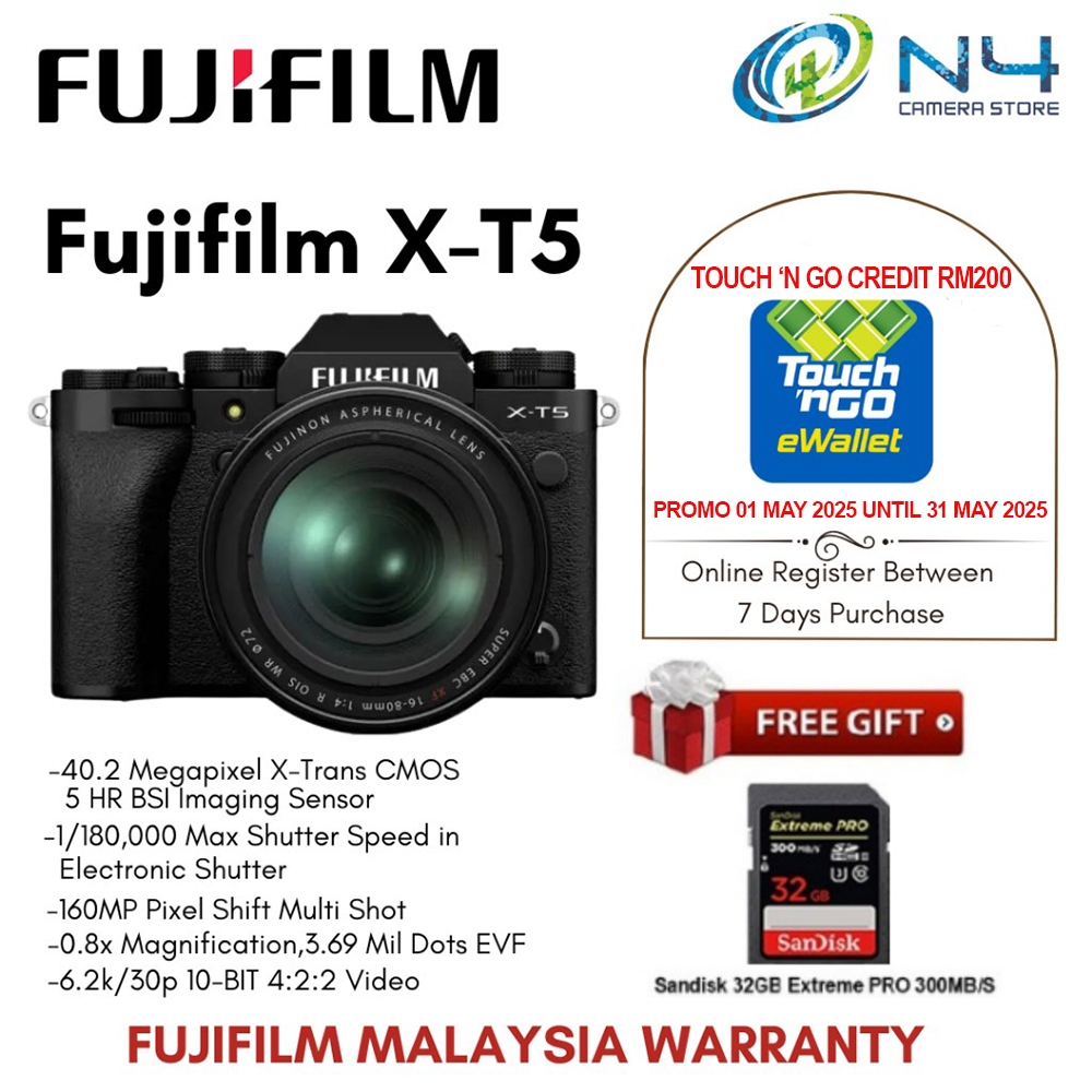 Fujifilm XT5 / X-T5 Mirrorless Camera Body & Kit Lens 16-50MM / 16-80MM ( TNGO RM200 REDEEM WITH ...