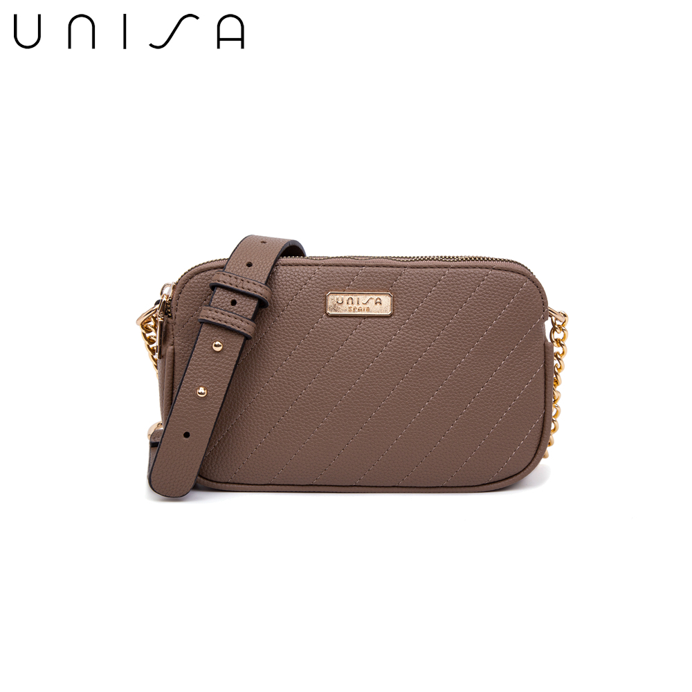 UNISA Quilted Sling Bag With Chain Strap (Black/Grey/Khaki/Pink ...
