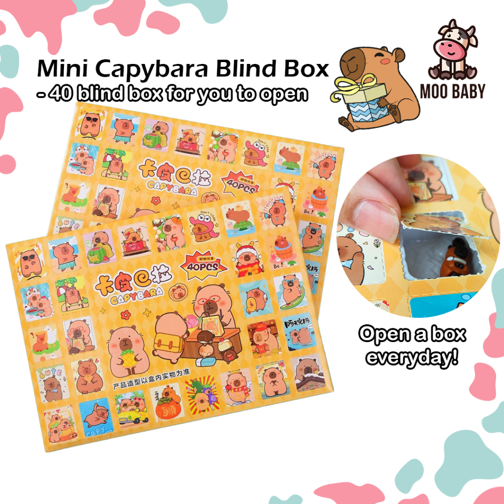 Moo Baby Kapibara Blind Box Kecil Desk Set Murah Capybara Blind Box ...