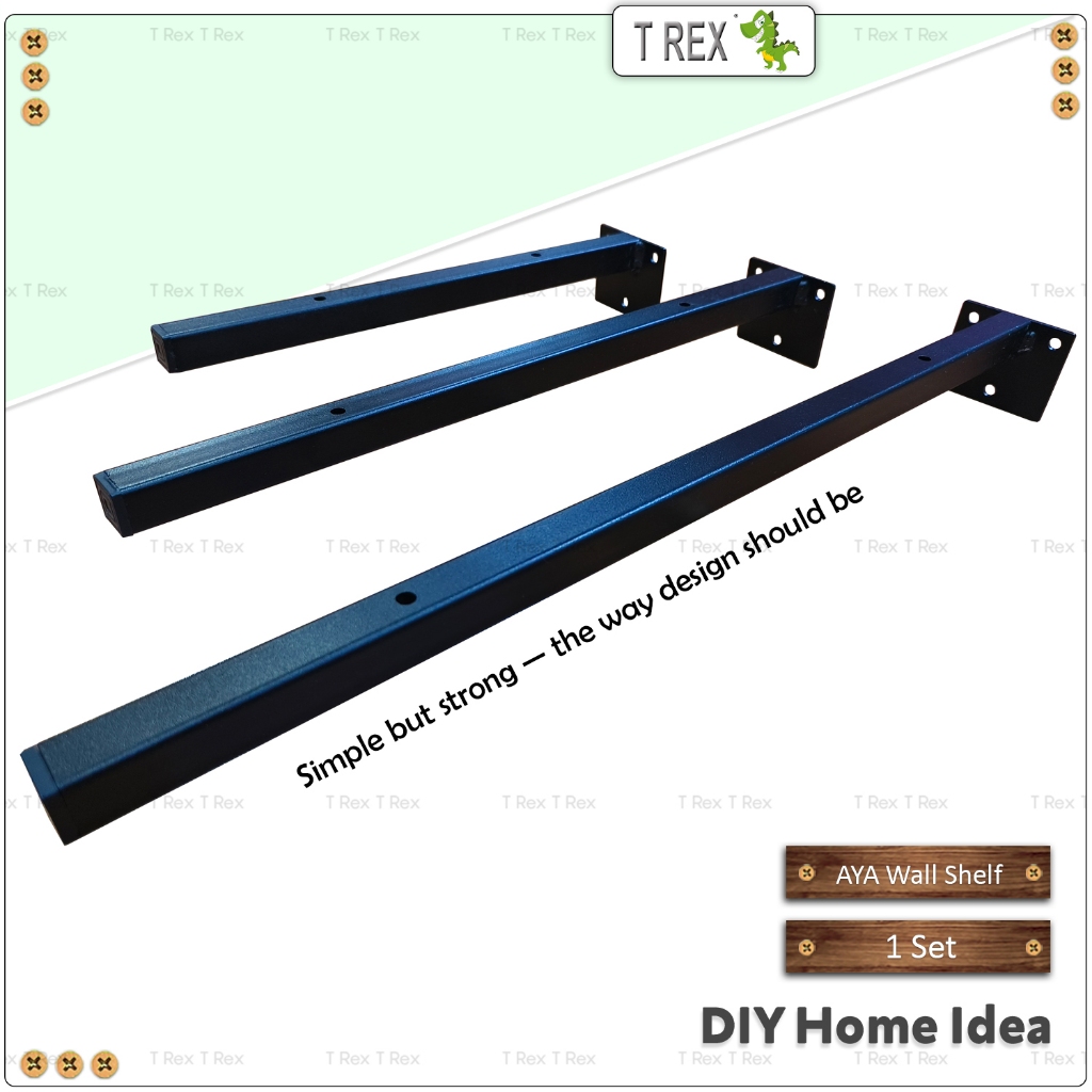 T Rex DIY AYA Heavy Duty Square Tube Metal Floating Wall Shelf Shelves ...