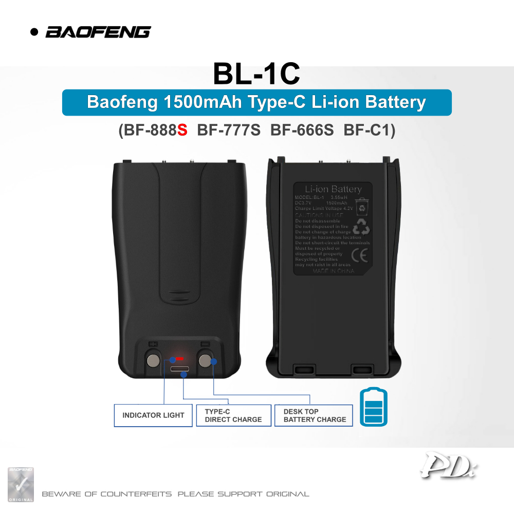 BAOFENG BL-1C Type-C Li-Ion Battery Pack (1500mAh) | Shopee Malaysia