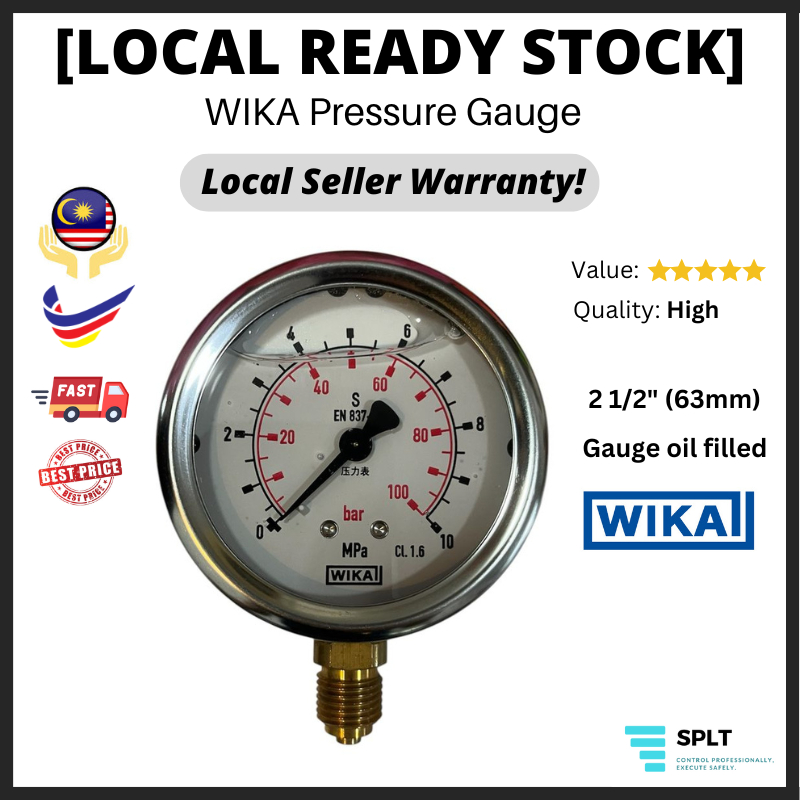 WIKA Pressure Gauge 2 1/2" (63mm) 1/4" BSP Bottom Connection [213.53. ...