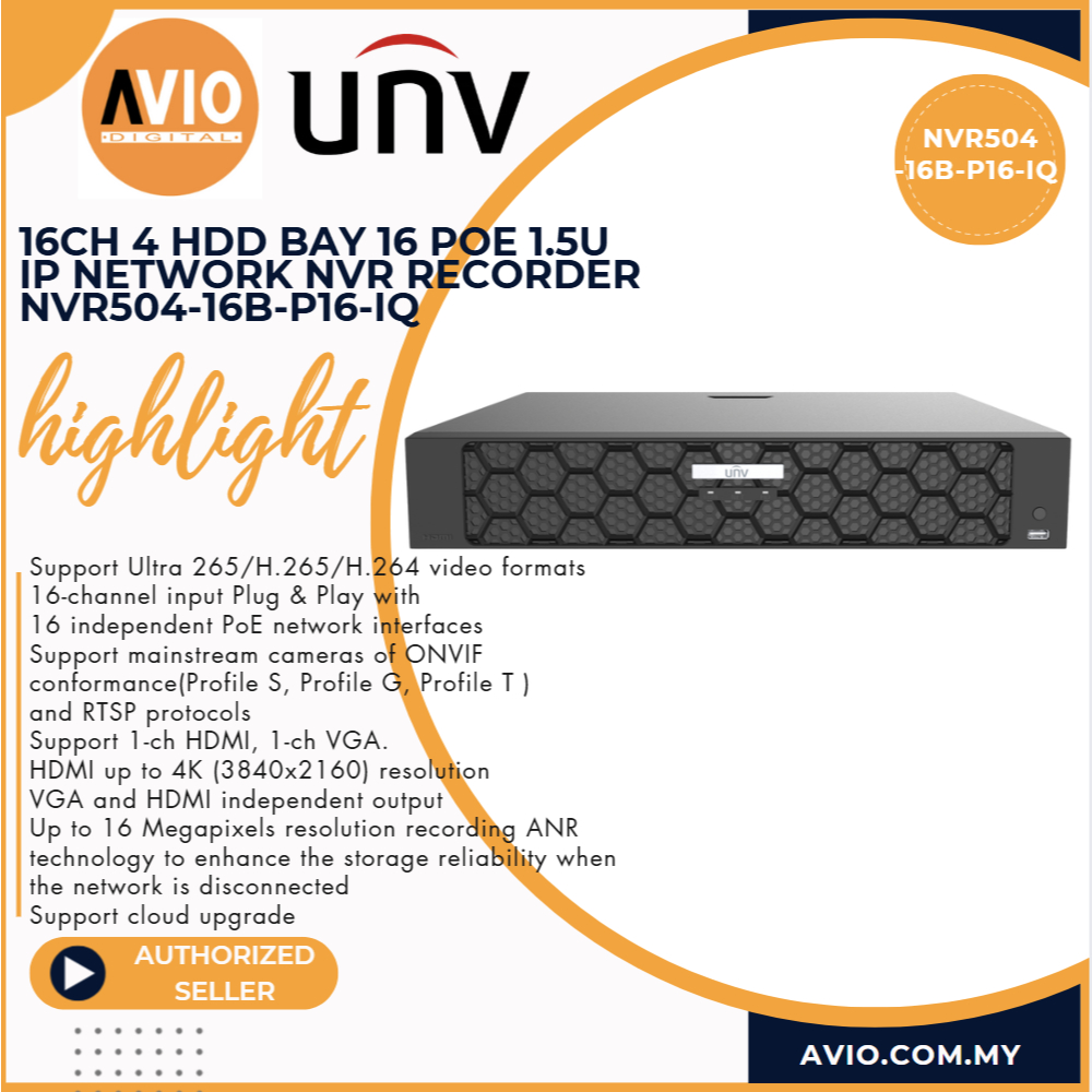 UNV Uniview 16CH 16 Channel 4K 8MP 8 Megapixel 4 HDD Bay Network CCTV ...