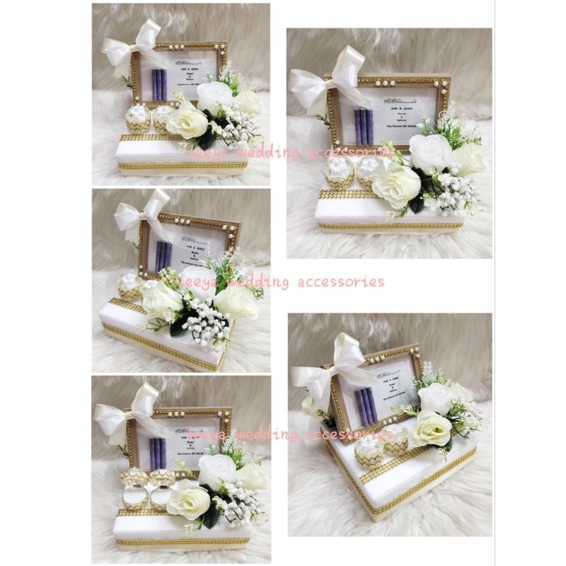 gubahan frame mas kahwin dan 2pc bekas cincin + words on frame + 3pc ...