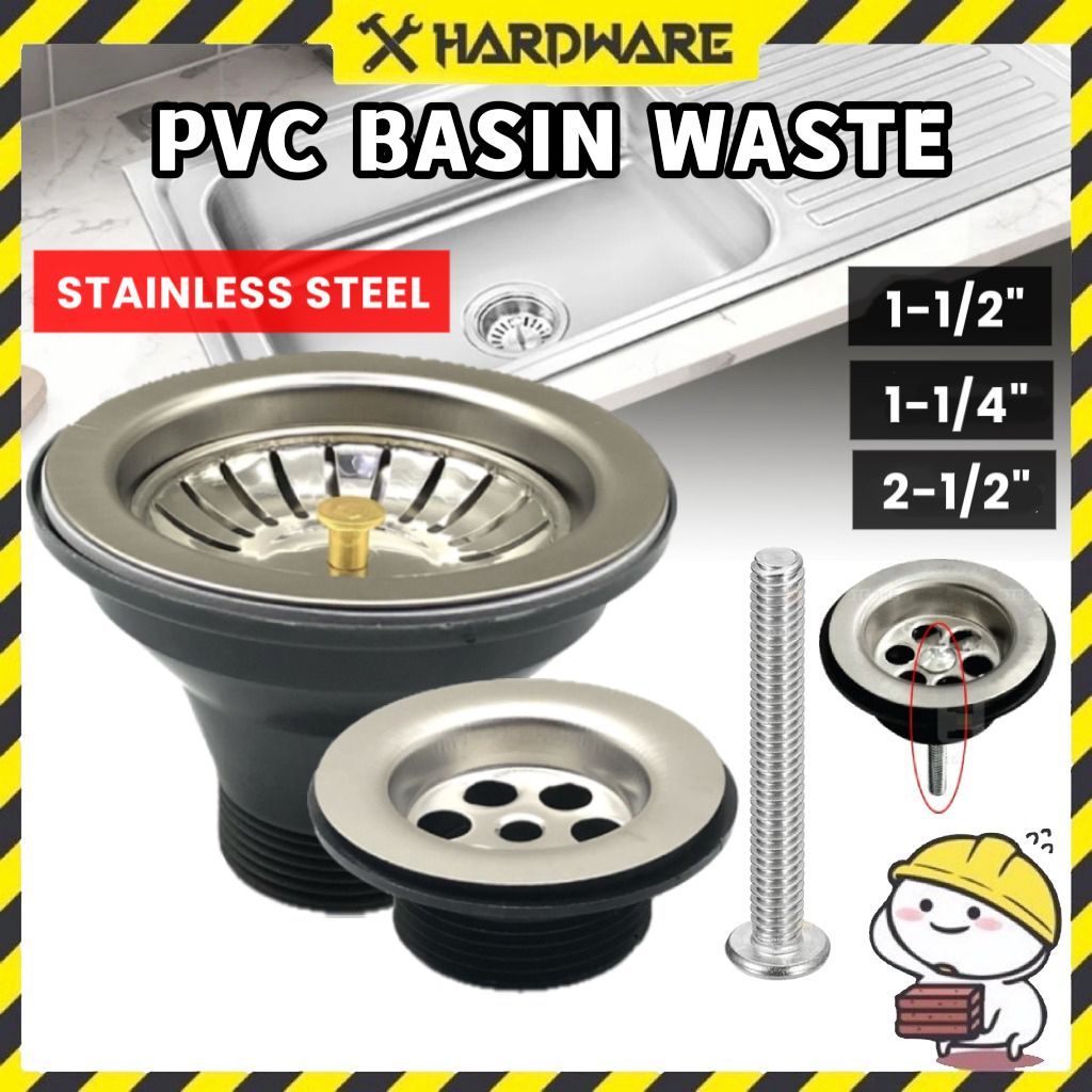 1-1/4", 1-1/2", 2-1/2" PVC BASIN WASTE (STAINLESS STEEL TOP) BASIN ...