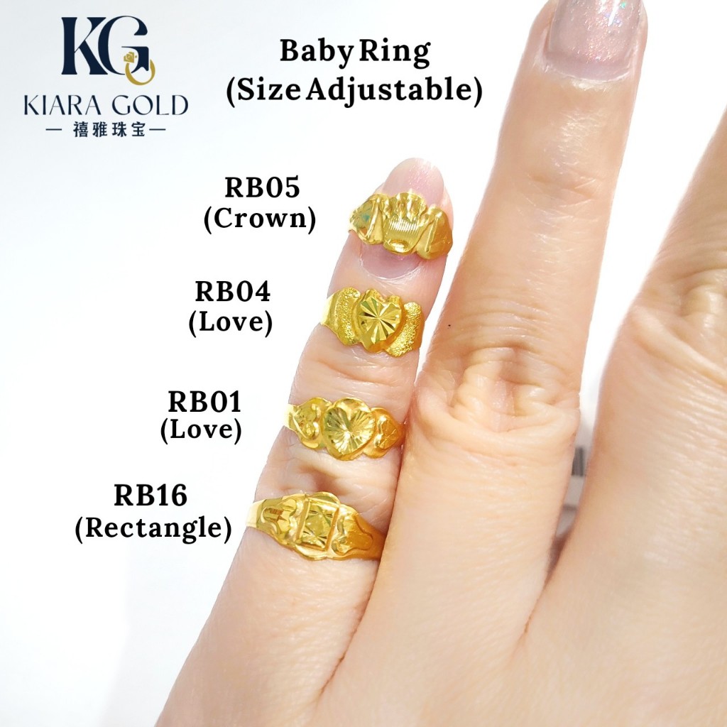 Emas 916 Cincin Baby (Boleh Laras) / Gold 916 Baby Rings (Size ...