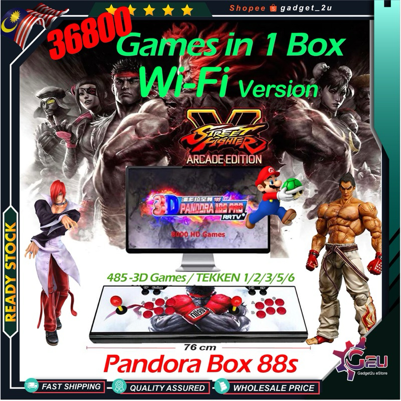 36800 Games in 1 Pandora Box 88s Wi-Fi Arcade Video Game Console ...