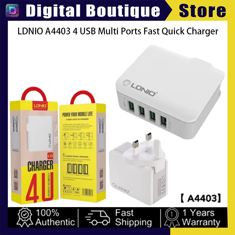LDNIO A4403 4 USB Multi Ports 4.4A Fast Charger Plugs Wall Travel Charger for iphone ipad ...