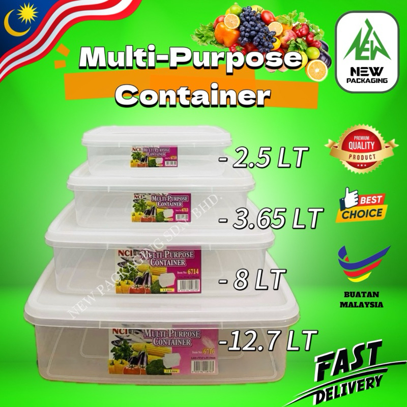 🔥 NCI Rectangular Multi-Purpose Container with Lid Bekas Makanan 🔥 Food ...