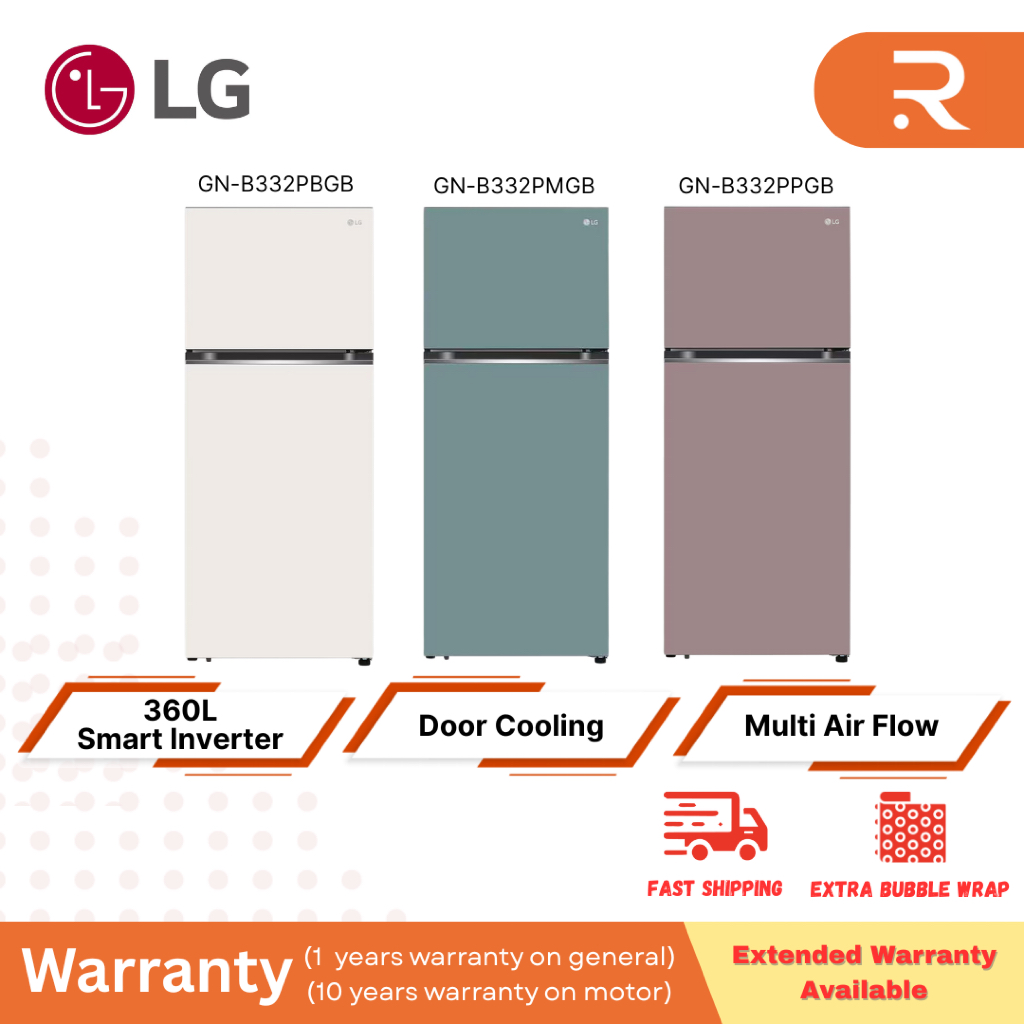LG 360L Smart inverter 2 Door Top Freezer Fridge (Beige/ Clay Mint ...