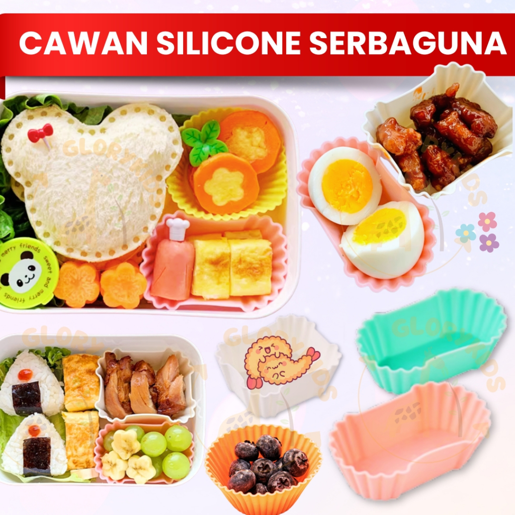 Cawan Silikon Bekal Makanan | Acuan Bento Lunch Box Divider Silicone ...