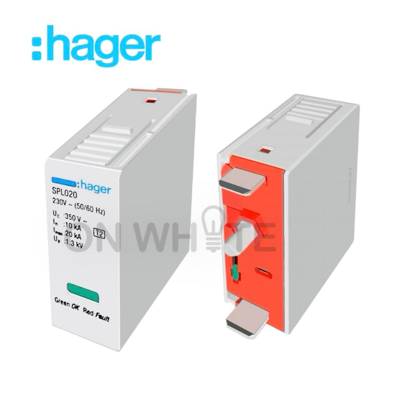 HAGER SPL020 MODULE SURGE PROTECTION PHASE CARTRIDGE (TYPE ll ...